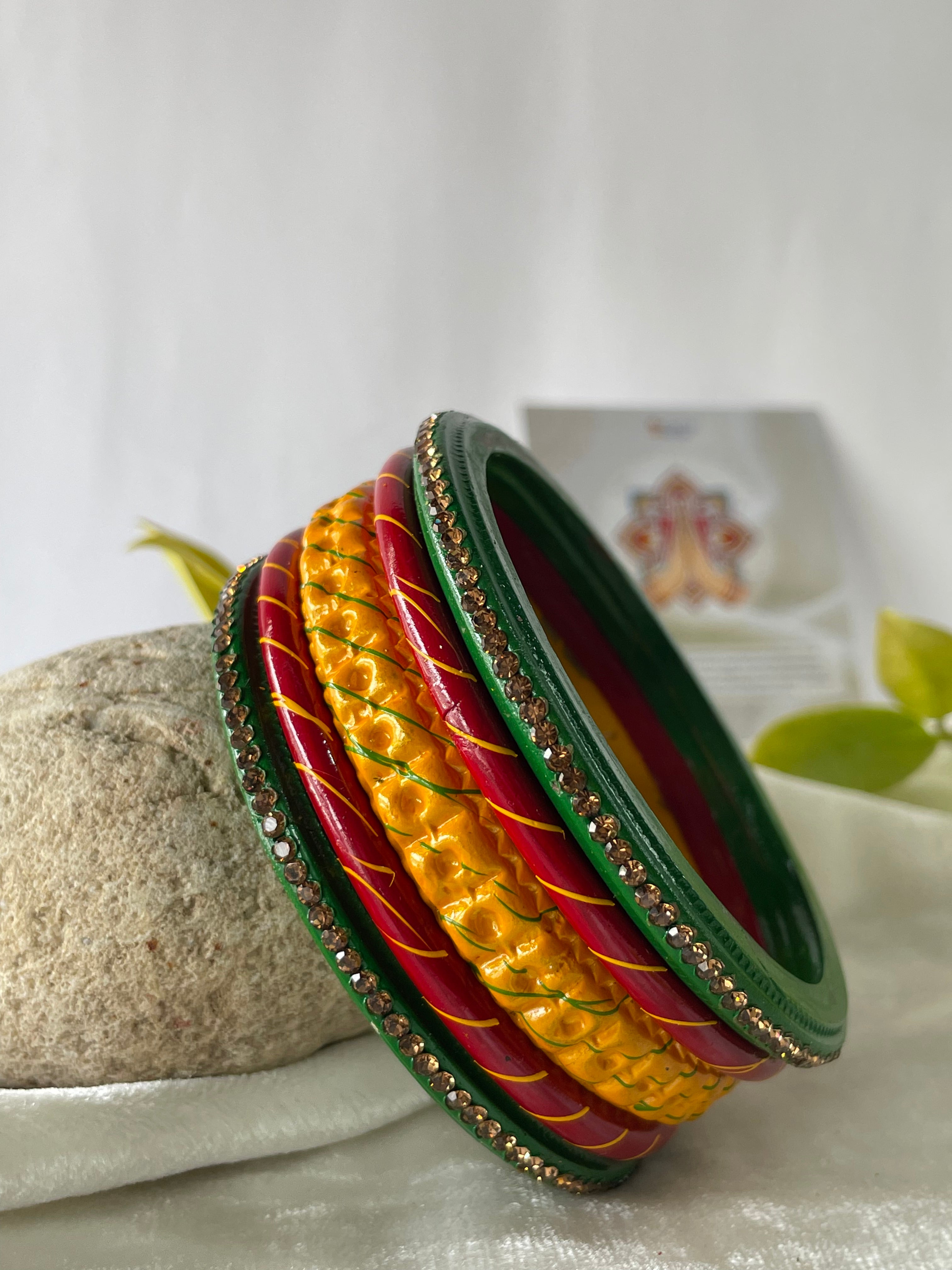 Red Yellow Green Lakh Bnagles | Lac Bangle/ Kadda/ chura | traditional ...