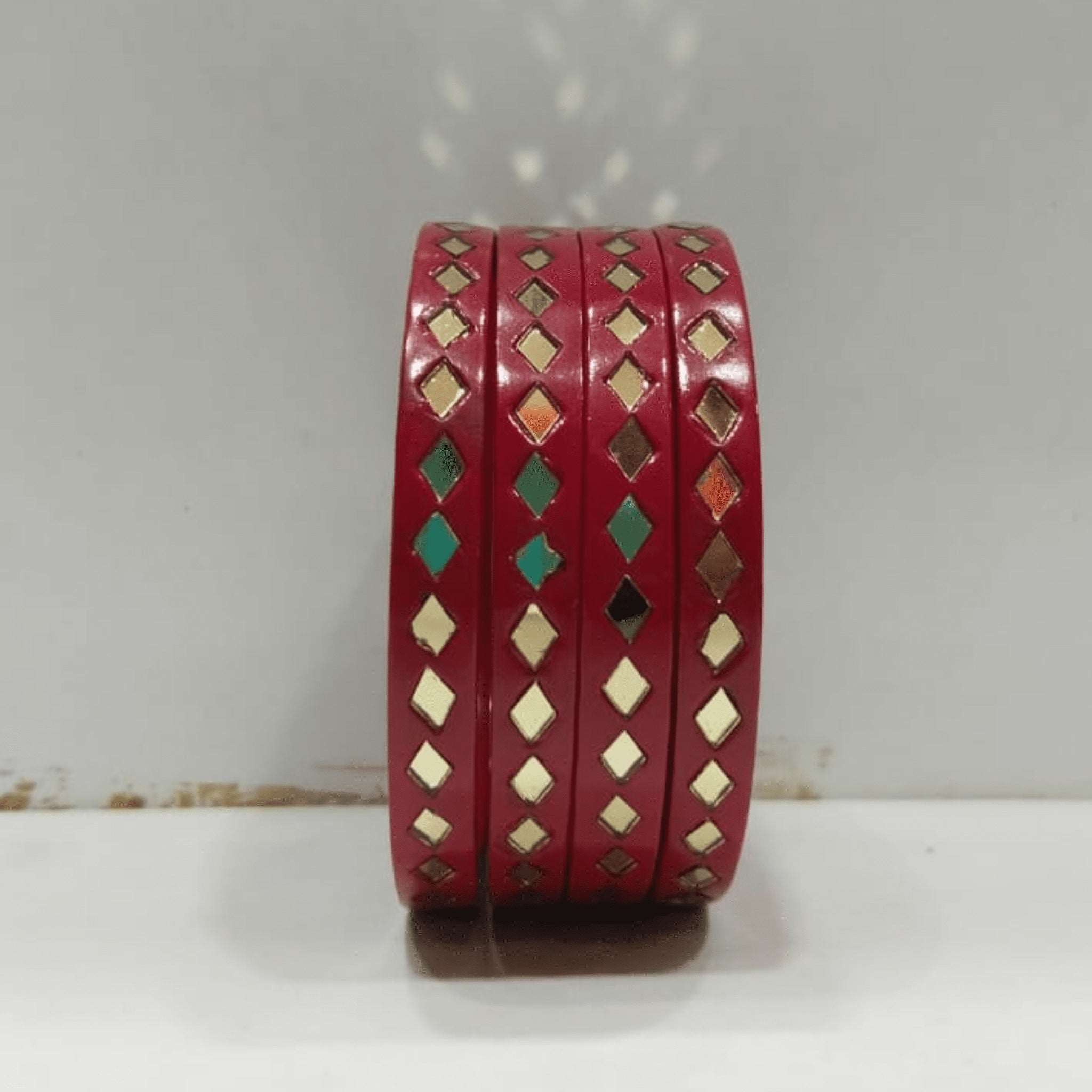Red Bangles Golden Choki Rajasthani Lac Churi | Traditional Jewelry ...