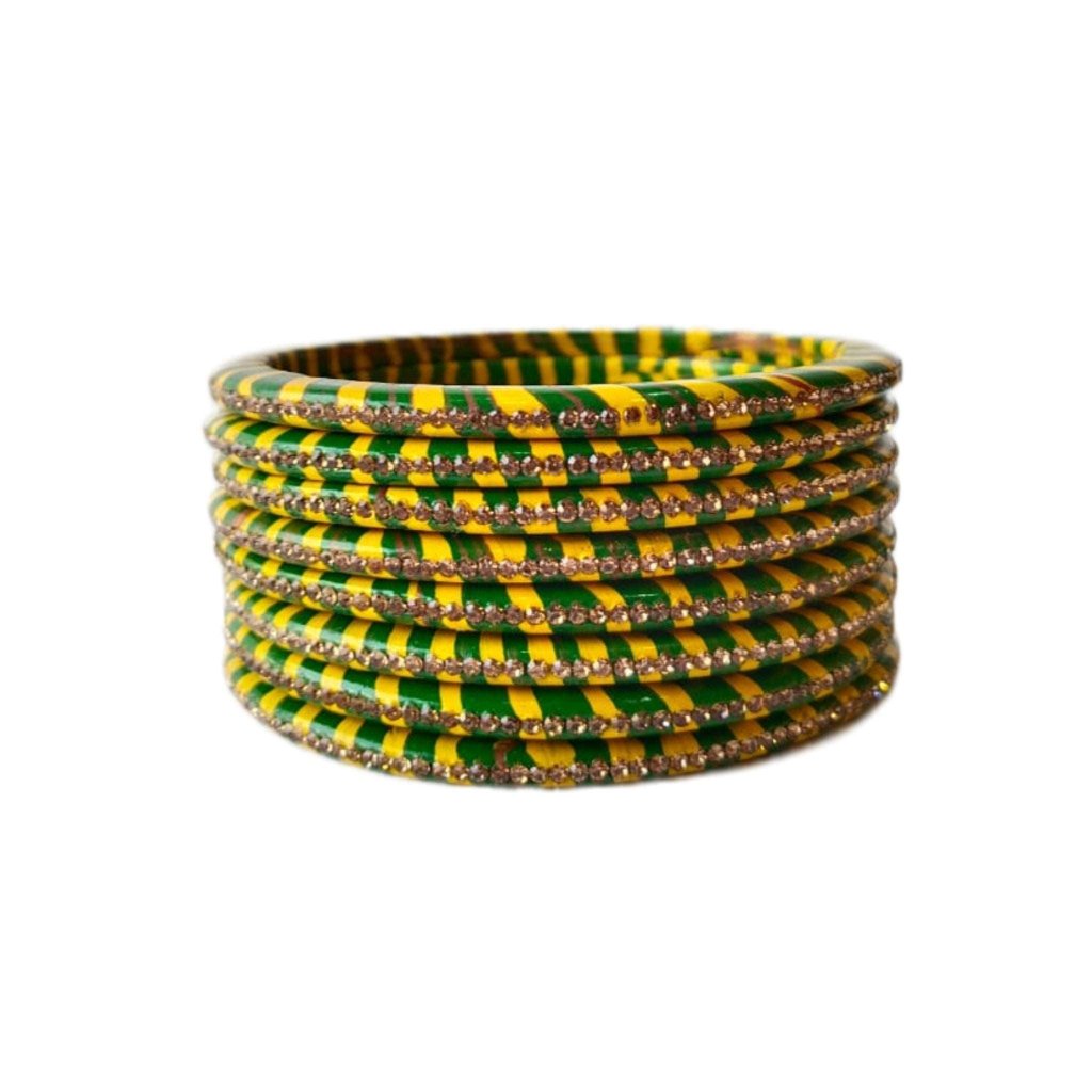 Lehariya Green Yellow single Rajasthani Lac Churi | Traditional Jewelr ...